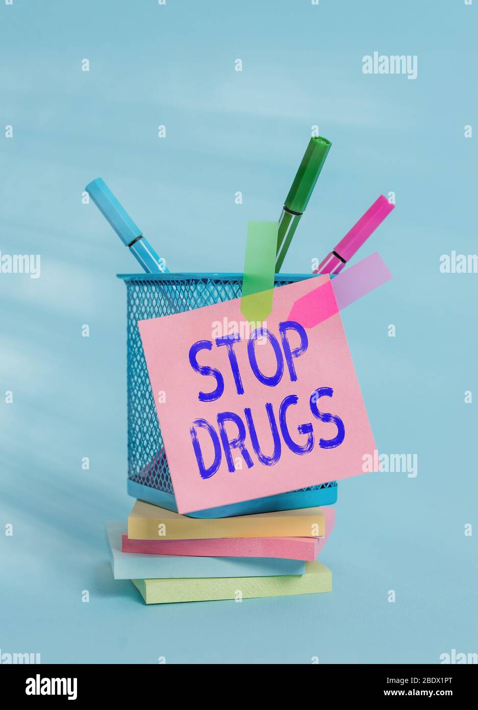 Text sign showing Stop Drugs. Business photo text put an end on ...