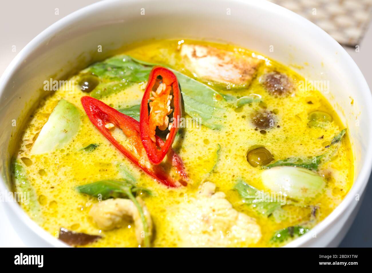 Thai food chicken green curry top view with copy space Stock Photo - Alamy