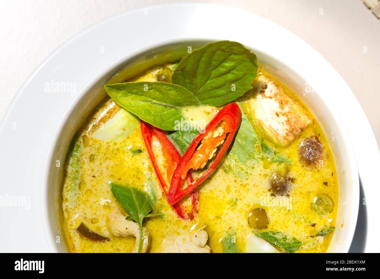 Thai food chicken green curry top view with copy space Stock Photo - Alamy