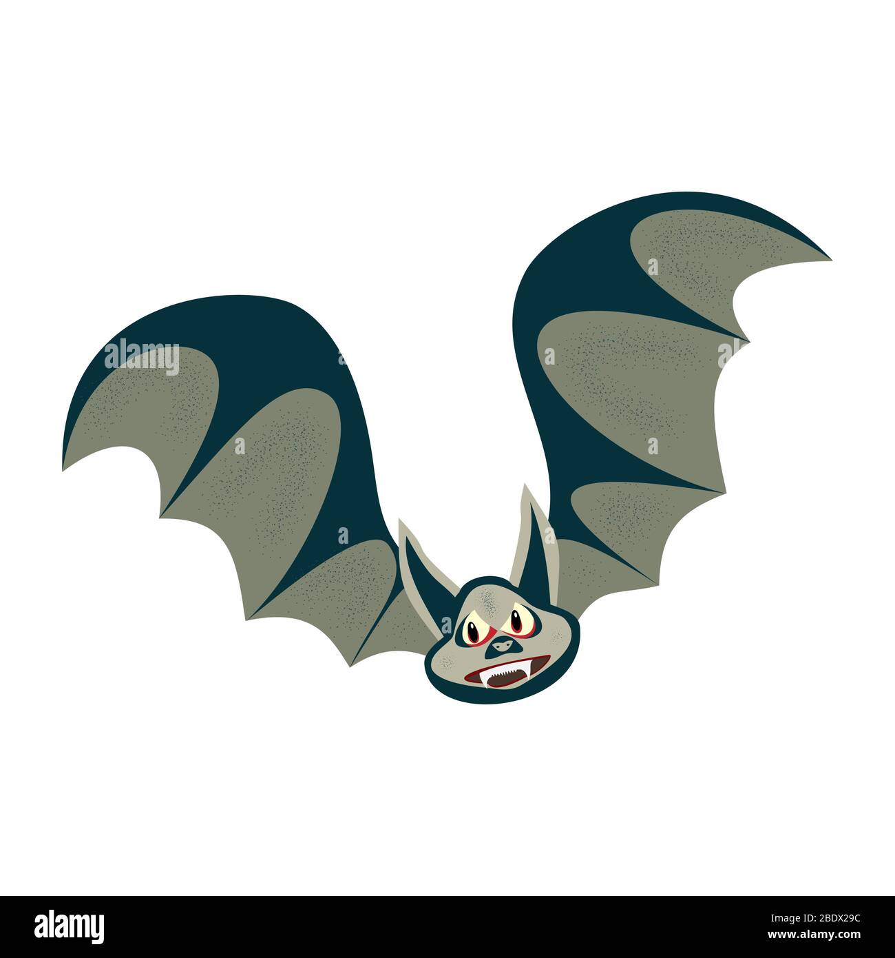 Vector cartoon illustration bat character, flying with wings spread, in ...