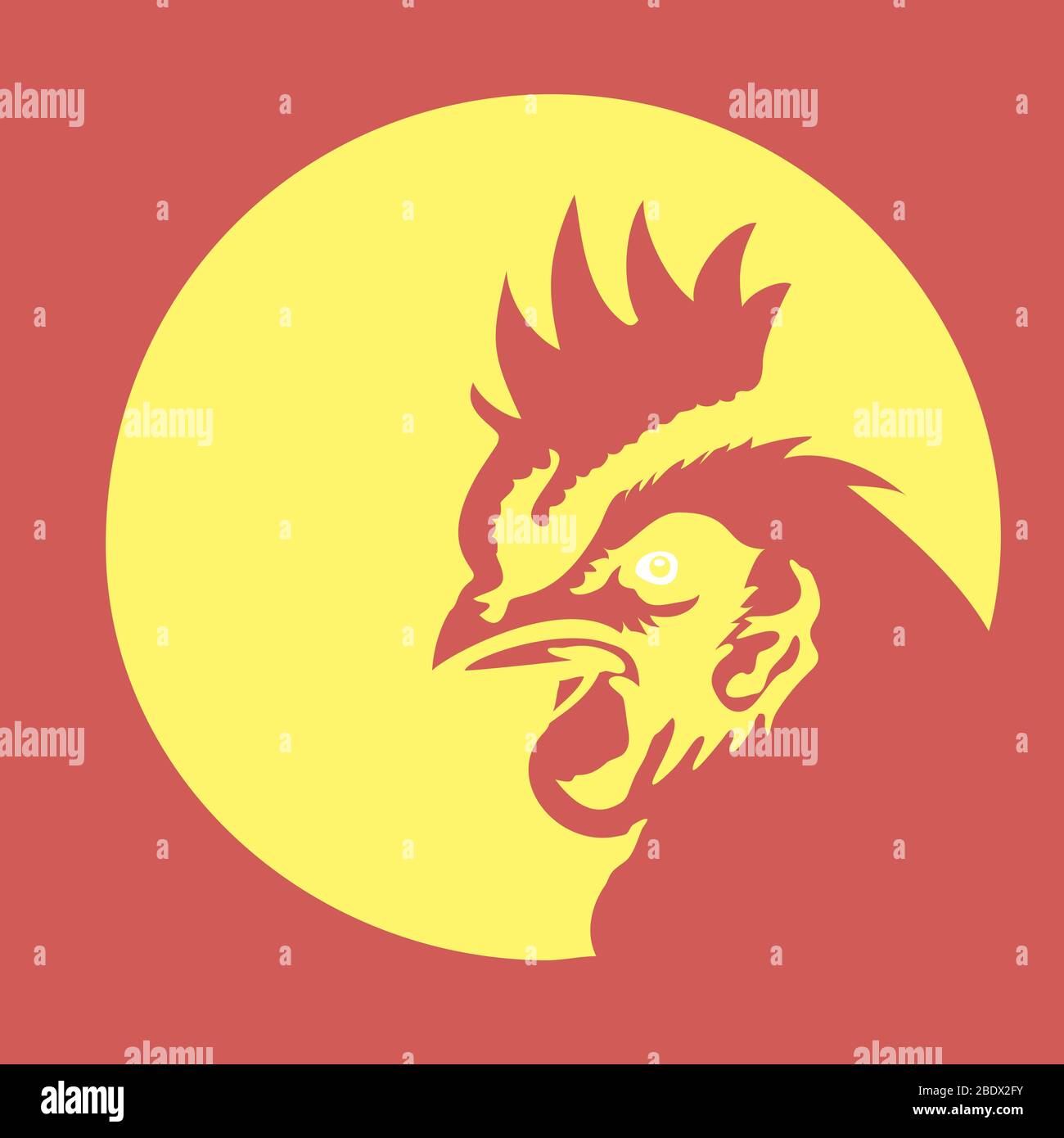 Creative rooster with circle line vector logo concept style. Bird cock ...