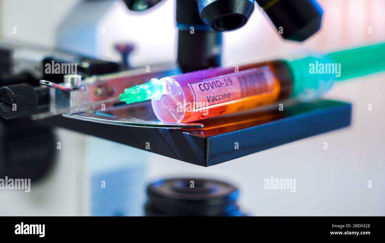 The look of the sharp needle of the coronavirus syringe on the ...