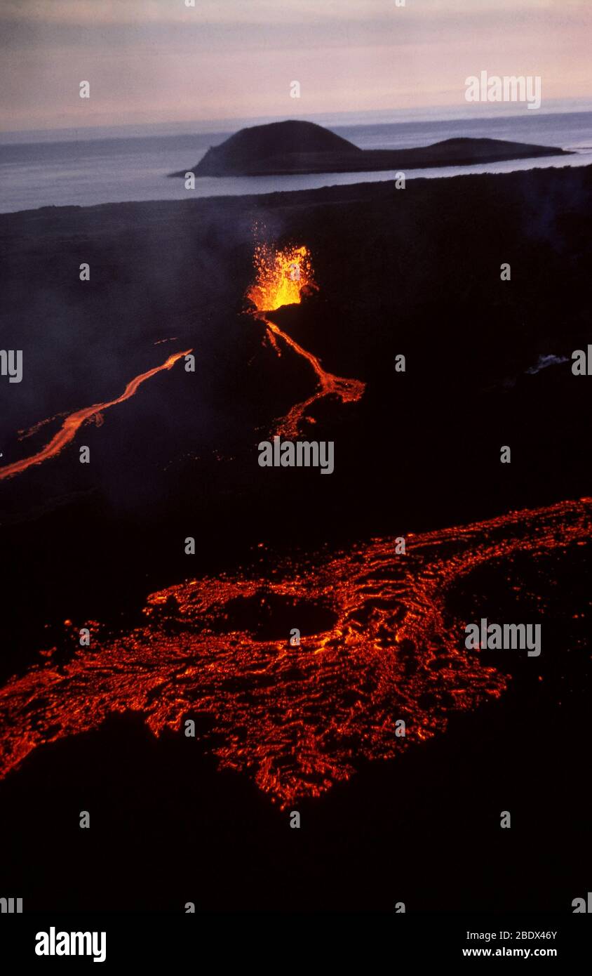Lava flowing from the Surtsey volcano in Iceland Stock Photo - Alamy