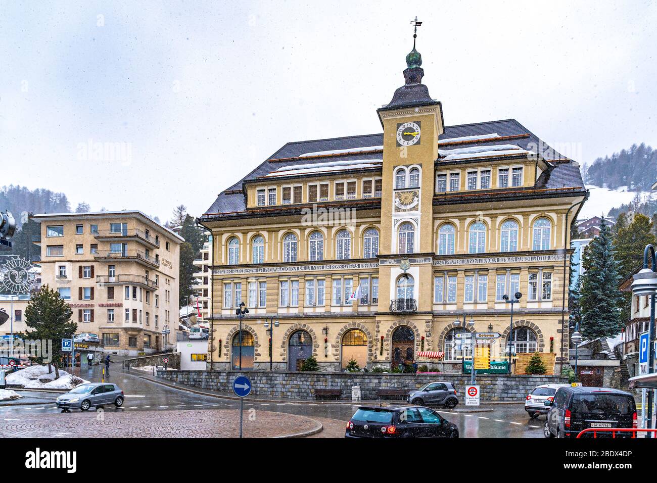 Saint Moritz, Switzerland - 20 December 2019 - View of Saint Moritz ...