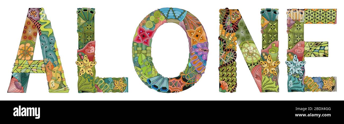 Word ALONE. Vector zentangle object for decoration Stock Vector Image ...