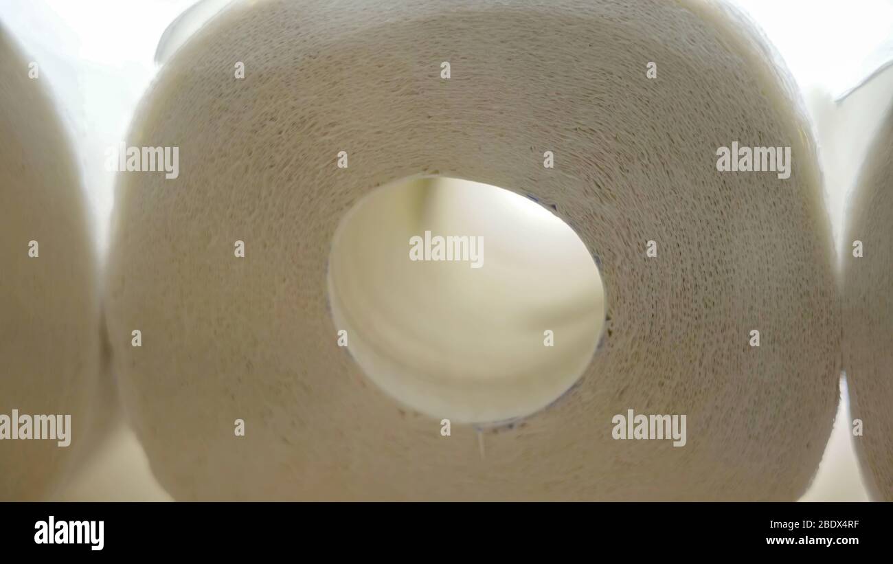 A close up look of the roll of the tissue paper used in the bathroom ...