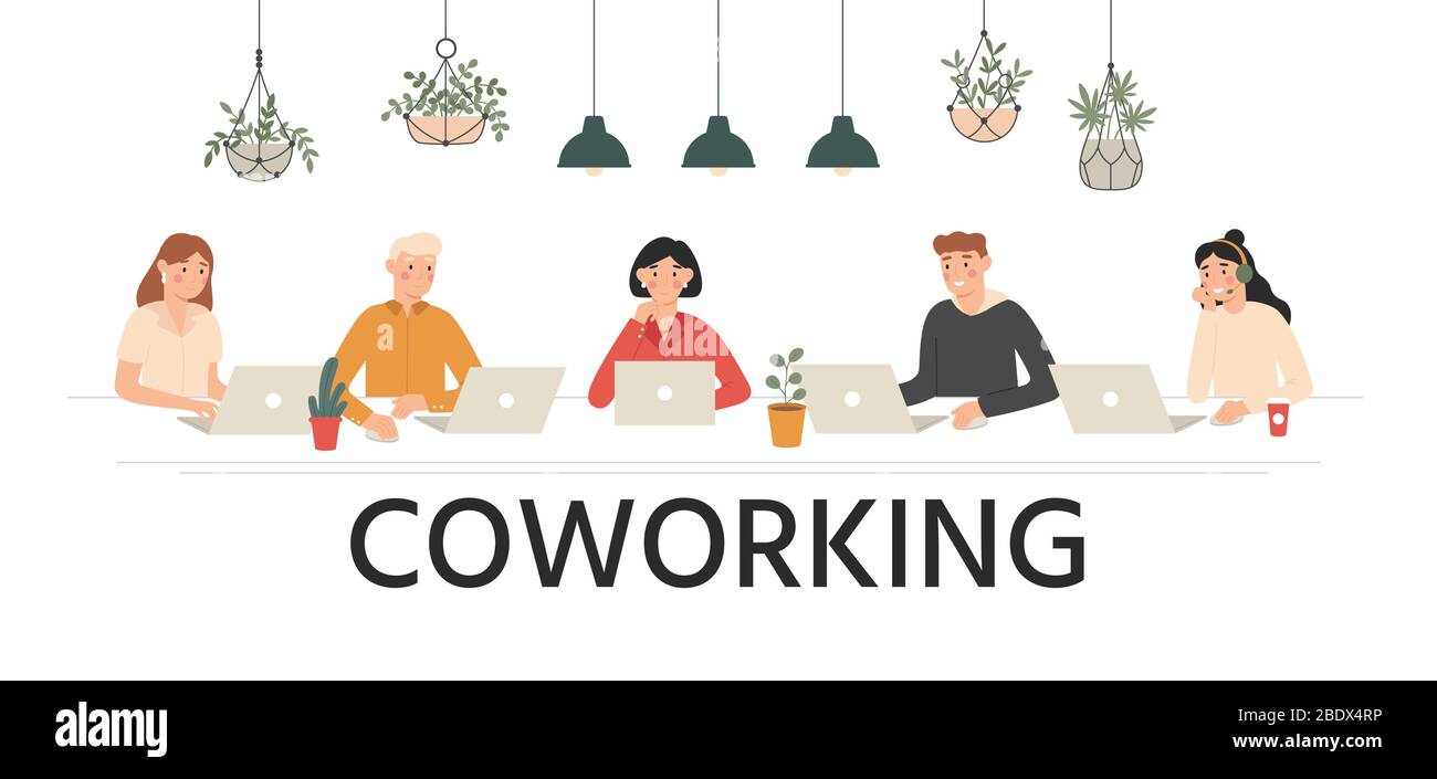 People work together in coworking. Team work, workspace for teams and ...