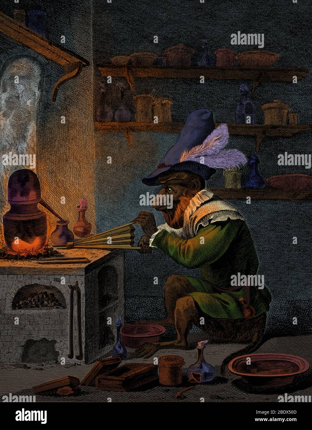 Monkey Alchemist, 17th Century Stock Photo - Alamy