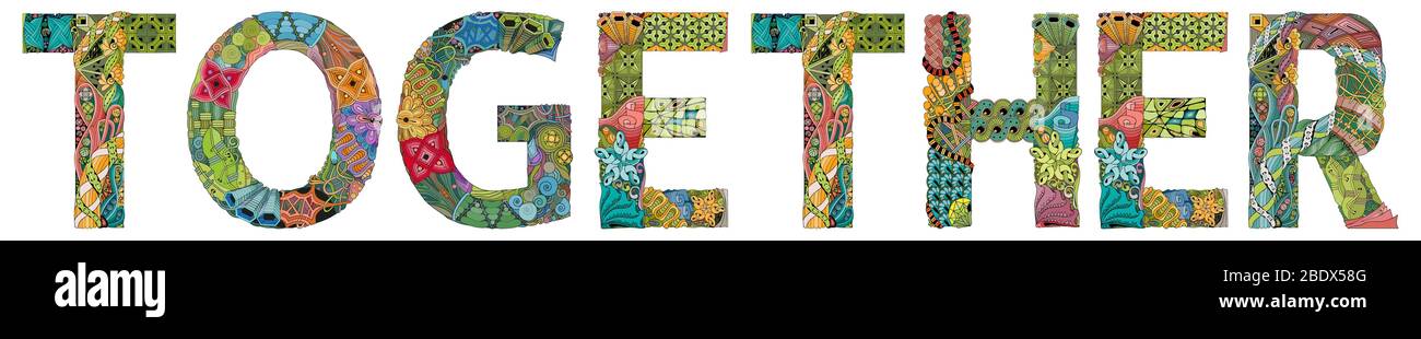 Word TOGETHER. Vector zentangle object for decoration Stock Vector ...