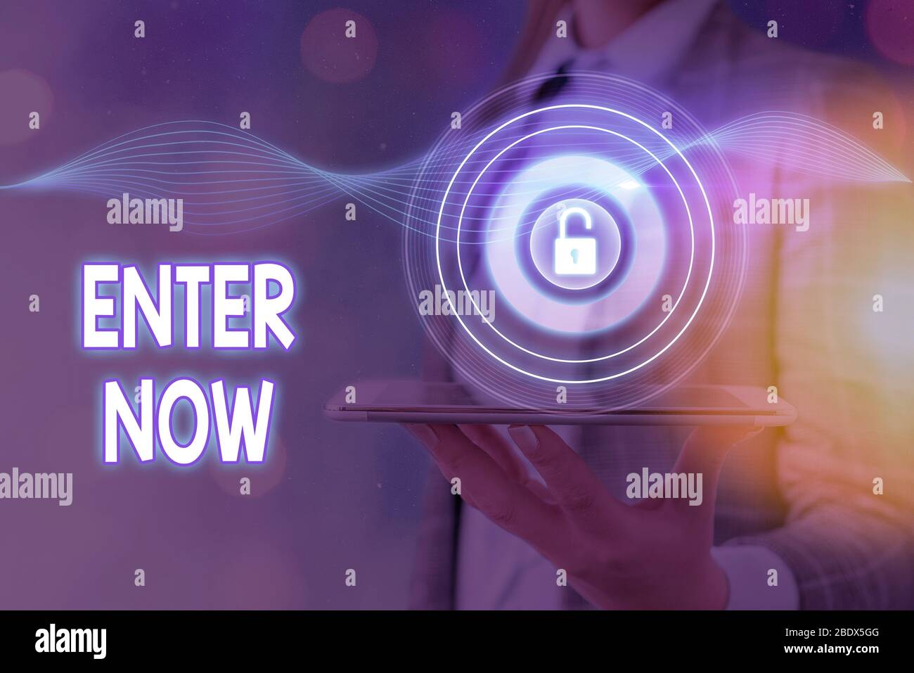 Conceptual hand writing showing Enter Now. Concept meaning come or go ...