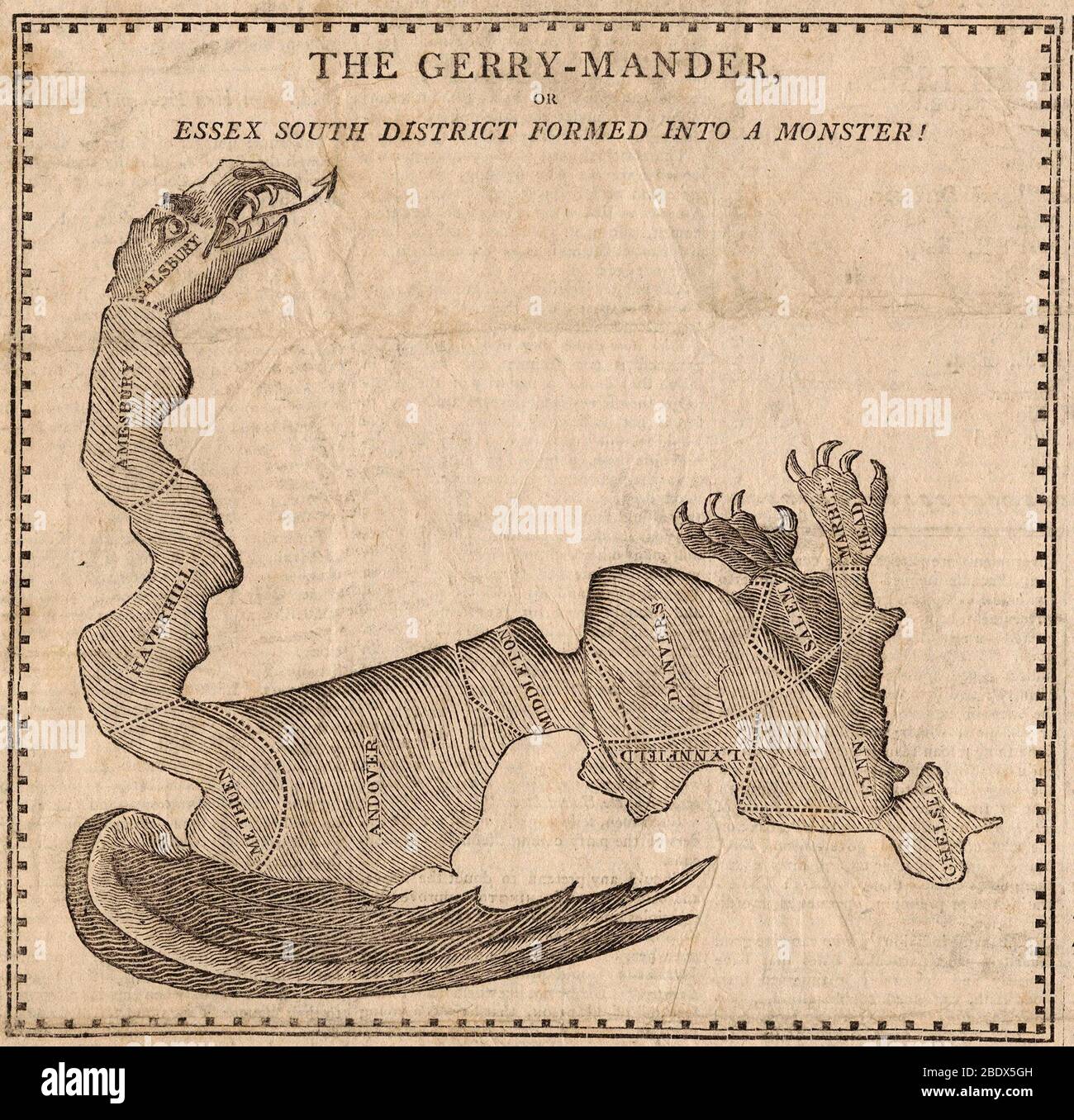 The Gerry-Mander Cartoon, Salem Gazette, 1813 Stock Photo - Alamy
