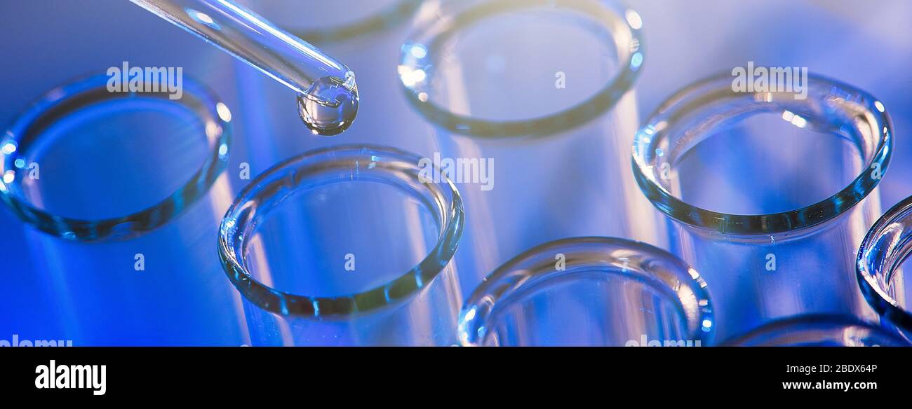 Test tube row. Concept of medical or science laboratory, liquid drop ...