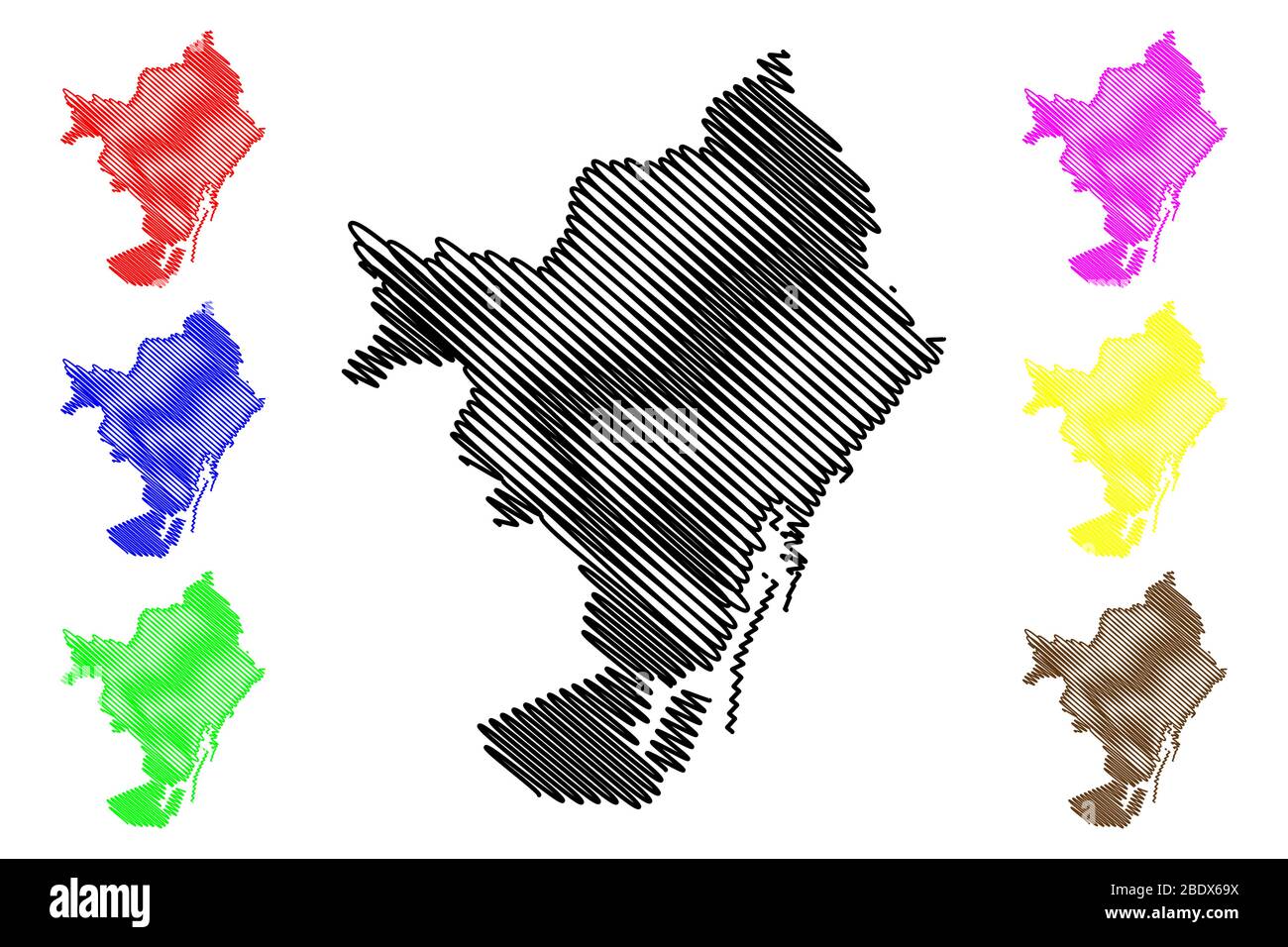 Barcelona City (Kingdom of Spain, Catalonia) map vector illustration, scribble sketch City of ...