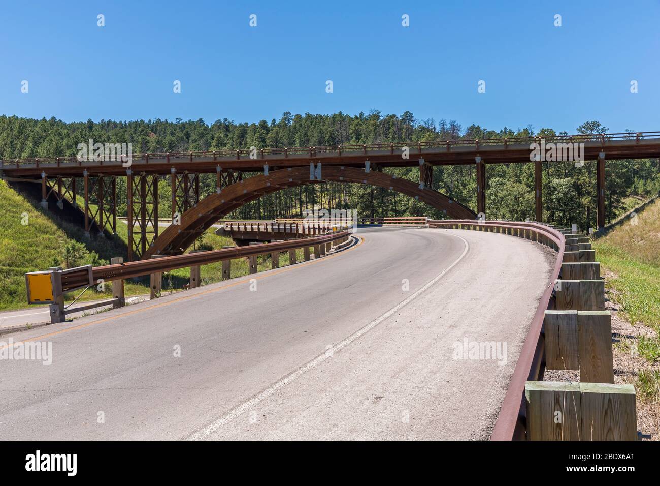 Wooden Arch Span Highway Bridge In South Dakota Stock Photo - Alamy