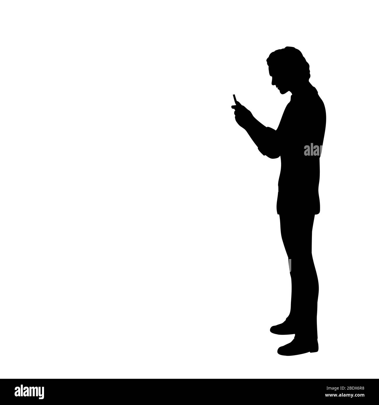 Silhouette of man looking at the phone. Illustration graphics icon ...
