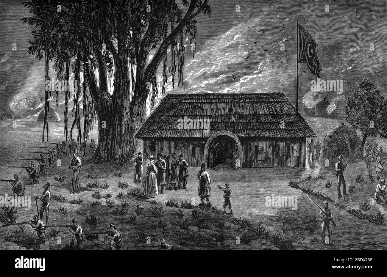 Attack on the Samuel Baker Military Expedition, 19th Century Stock ...
