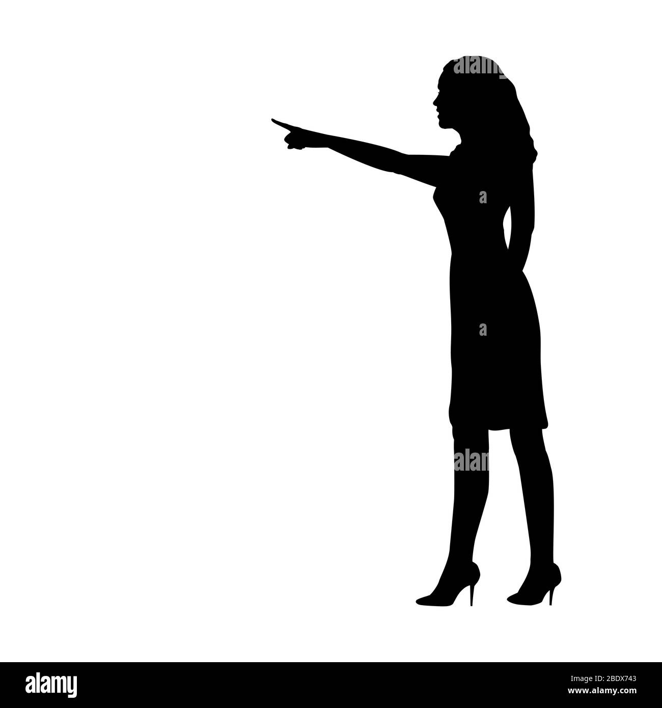 Silhouette woman hand indicates direction. Illustration graphics icon ...