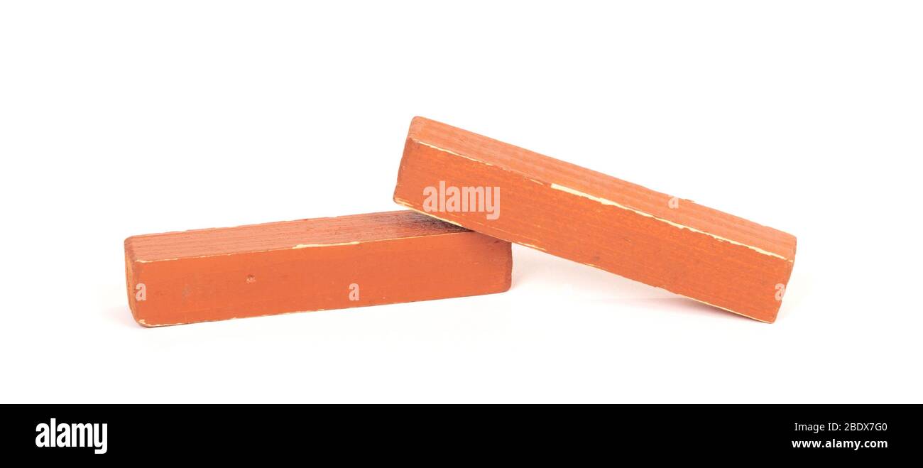 Vintage orange building blocks isolated on white background Stock Photo ...