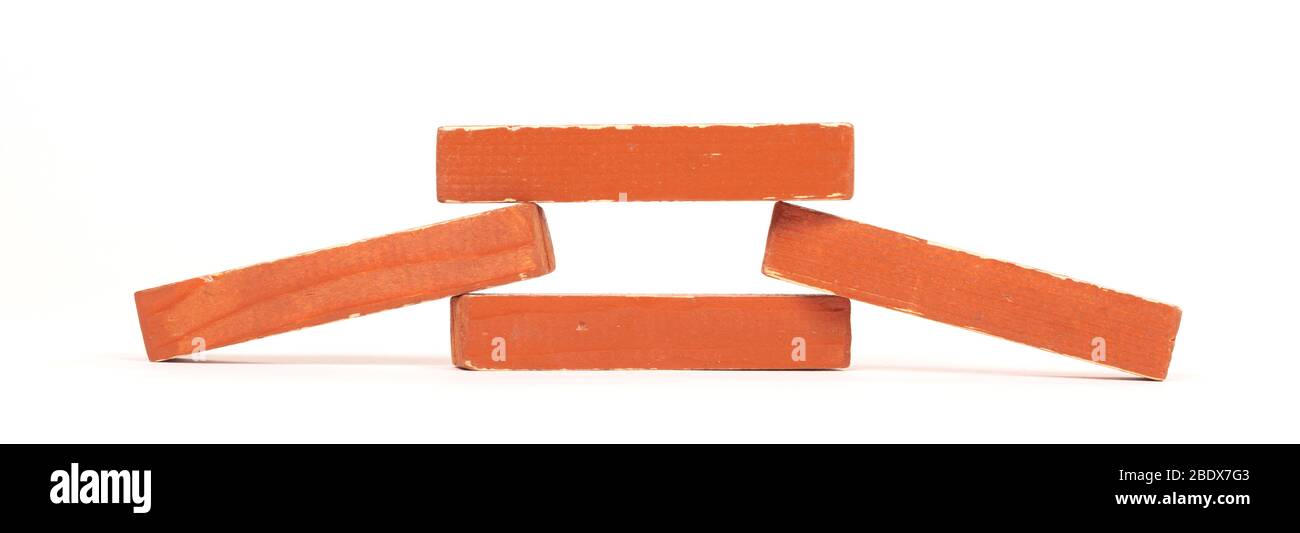 Vintage orange building blocks isolated on white background Stock Photo ...