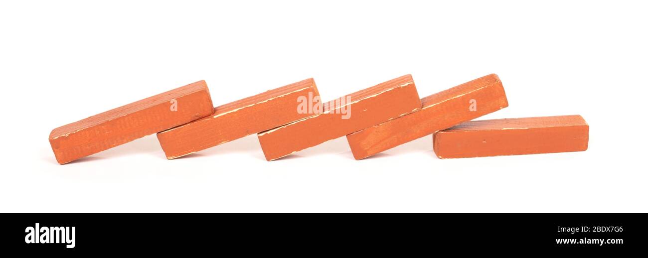 Vintage orange building blocks isolated on white background Stock Photo ...