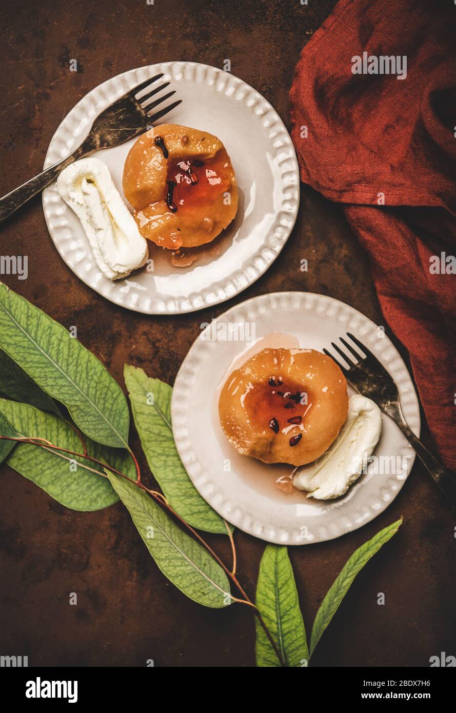 Turkish traditional dessert with sweet quince boiled in sugar syrup ...