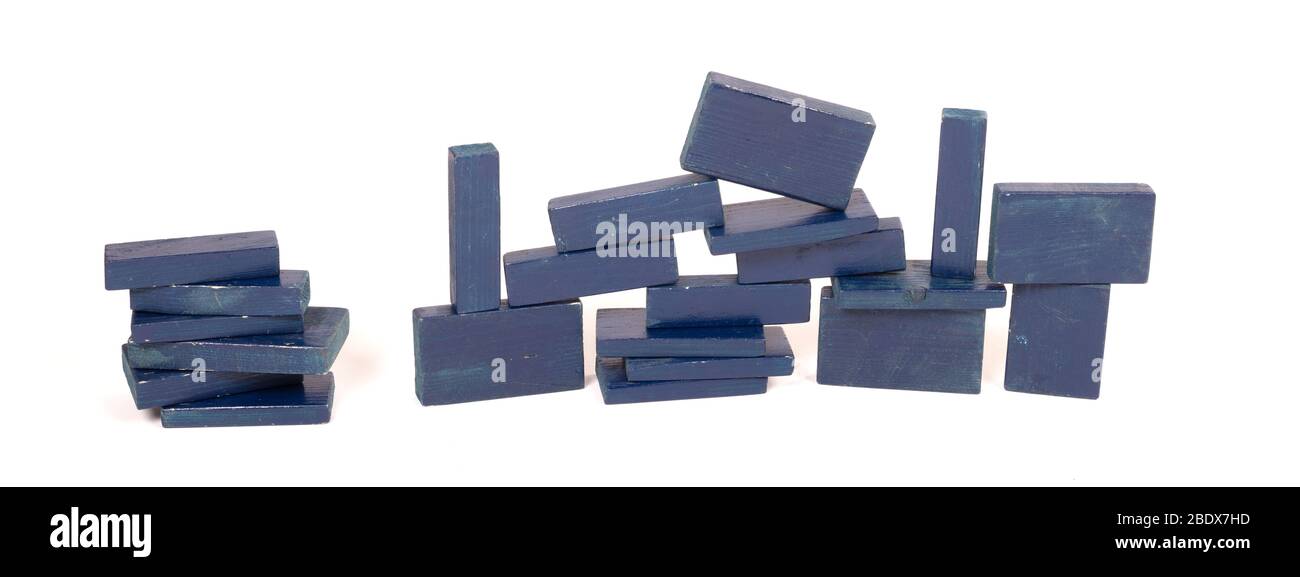 Vintage blue building blocks isolated on white background Stock Photo ...