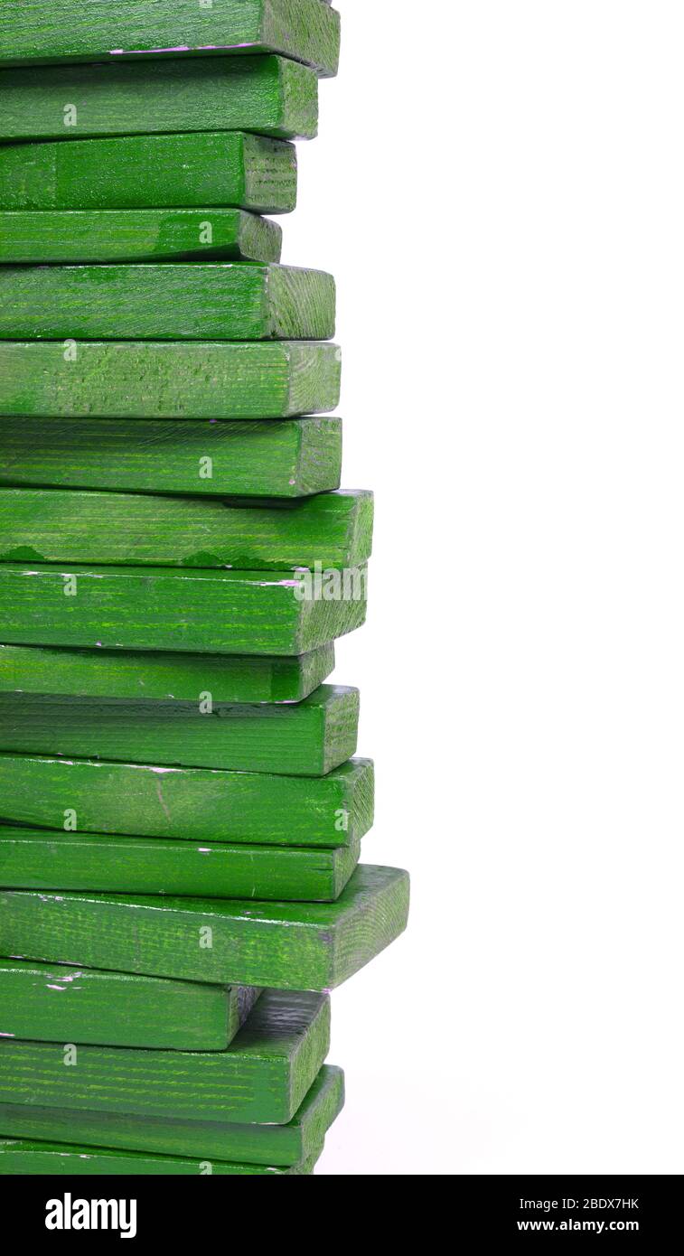 Vintage green building blocks isolated on white background Stock Photo ...