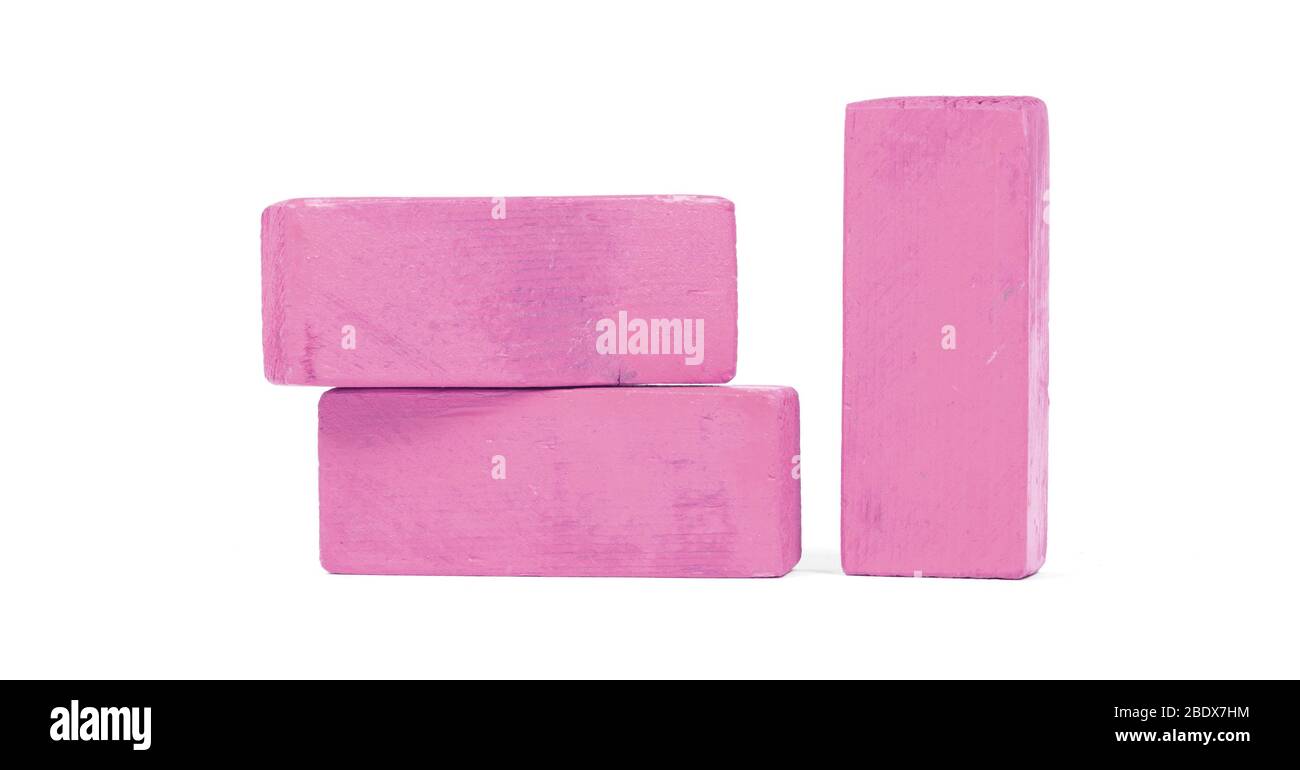 Vintage pink building blocks isolated on white background Stock Photo ...