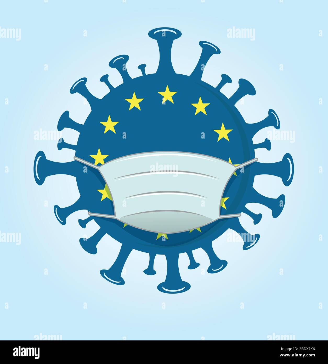 europe symbol in white medical face mask. Concept of coronavirus ...