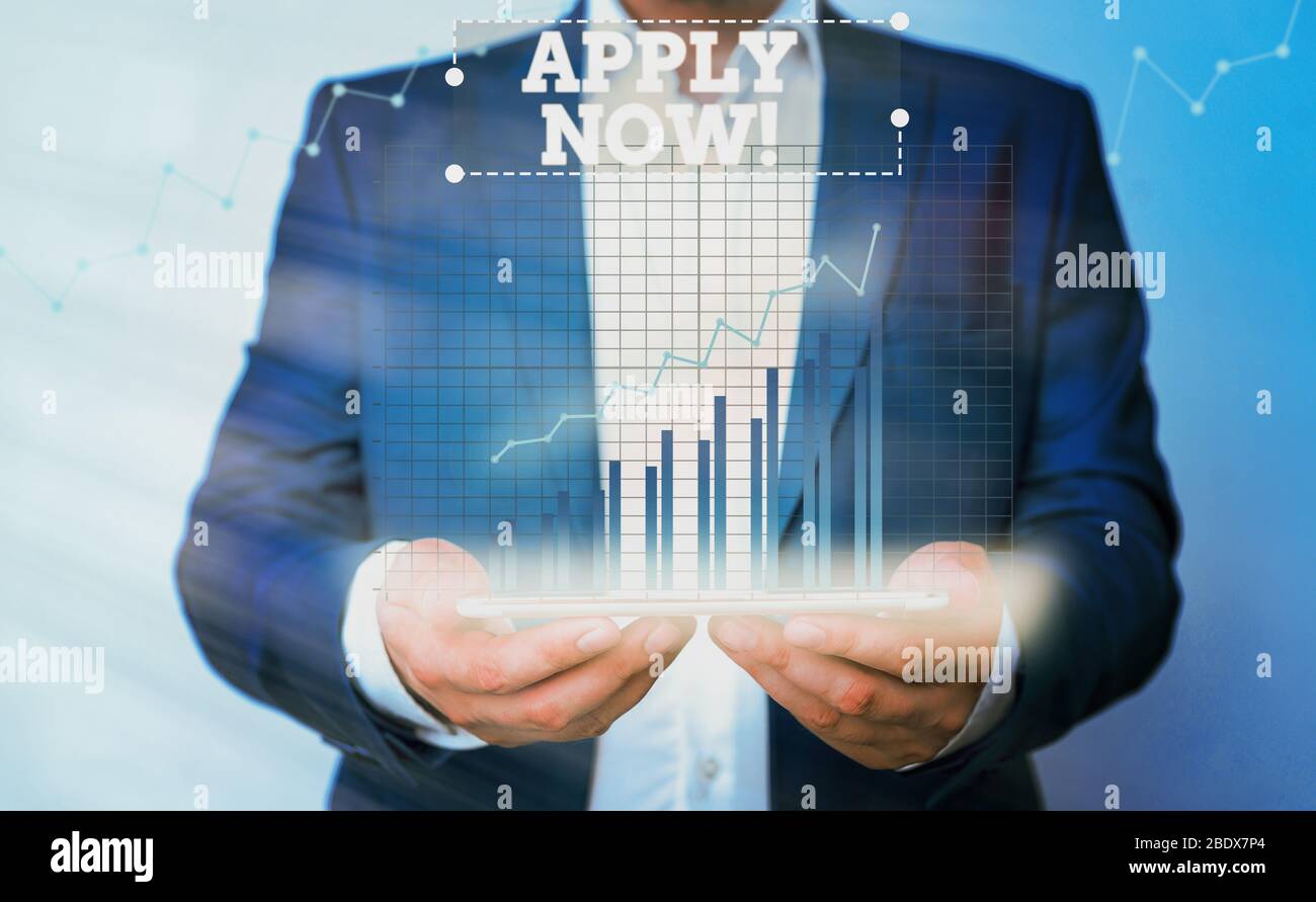 Conceptual hand writing showing Apply Now. Concept meaning request ...