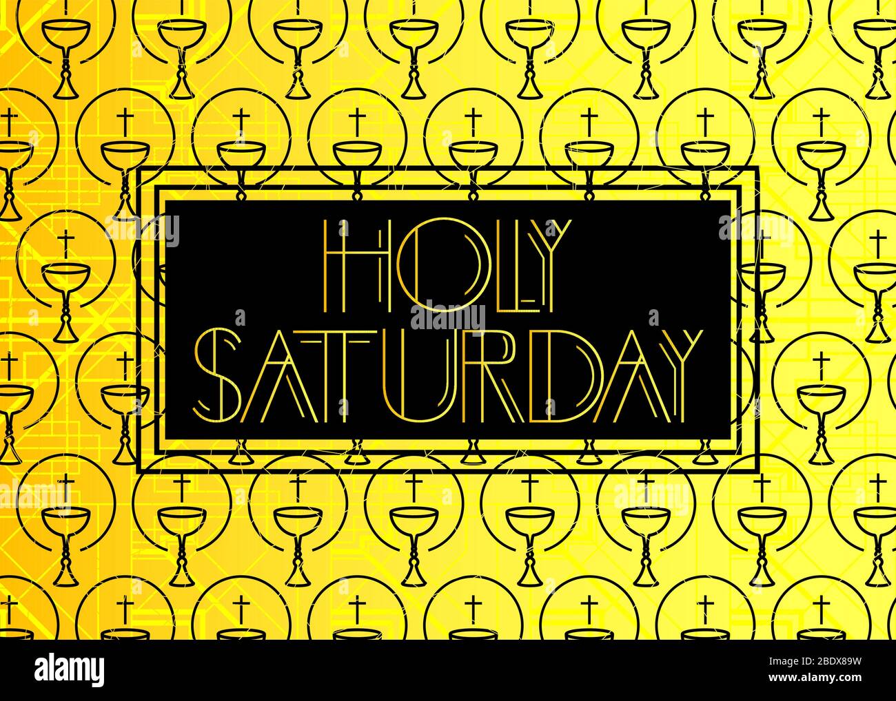Art Deco Holy Saturday (April 20) text. Decorative greeting card, sign ...
