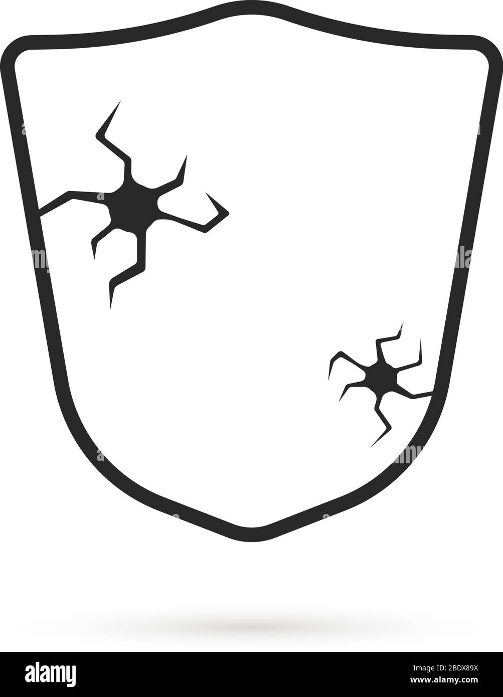 broken black thin line shield with crack Stock Vector Image & Art - Alamy