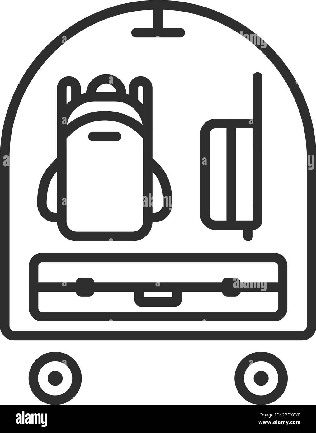 thin line icon of baggage on trolley in airport Stock Vector Image ...
