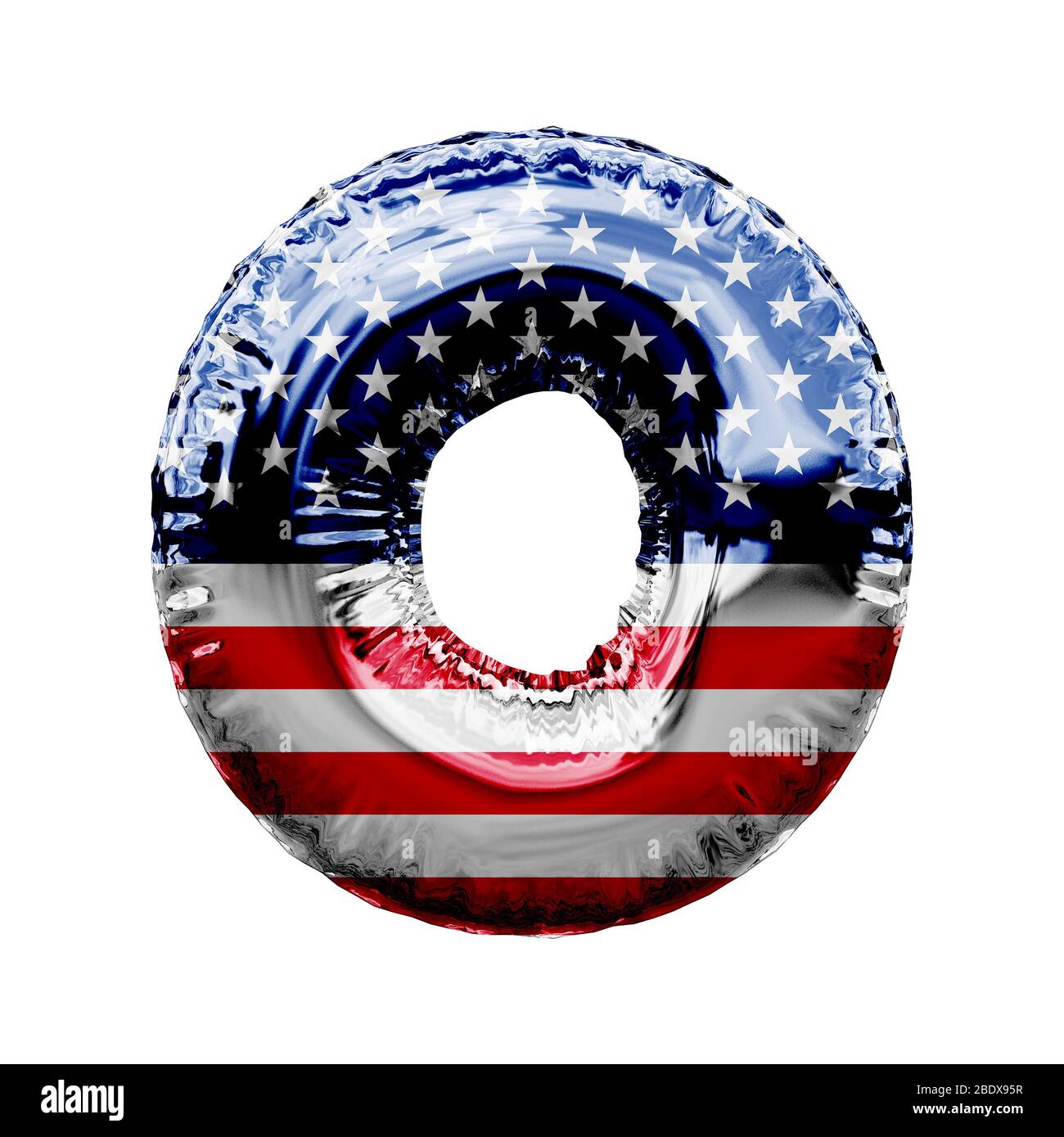 Letter O stars and stripes united states foil balloon font. 3D Render ...