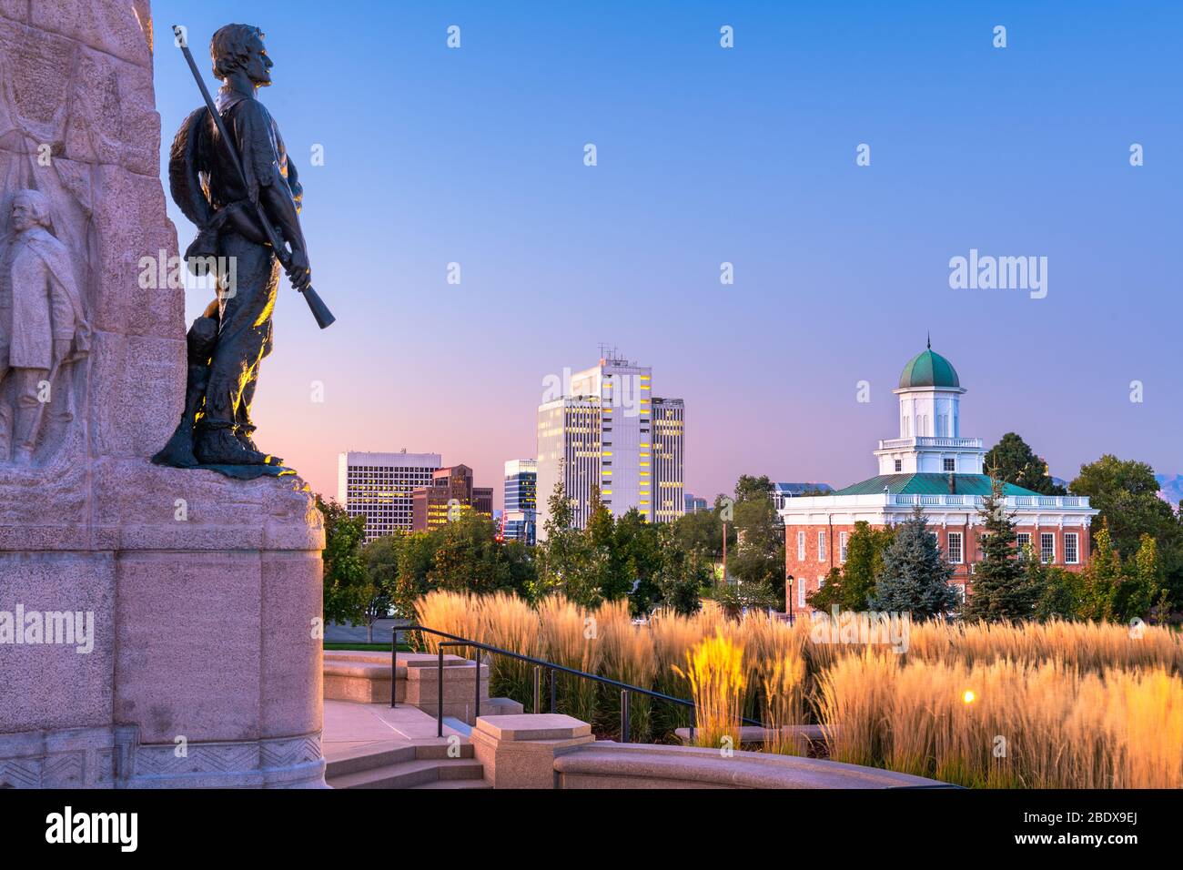 SALT LAKE CITY, UTAH - Dawn with the Mormon Battalion Monument ...