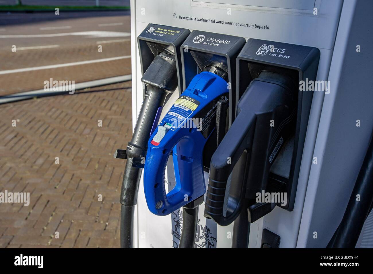 Electric vehicle charging station, The Hague, The Netherlands. April ...