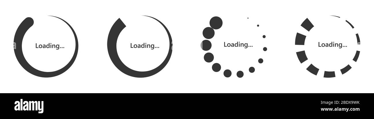 Loading circles set. Load icon isolated. Vector illustration. Loader vector round icons Stock ...