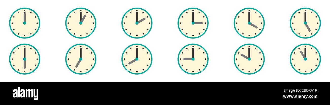 Watches with different times. Vector illustration. Clock vector icons ...