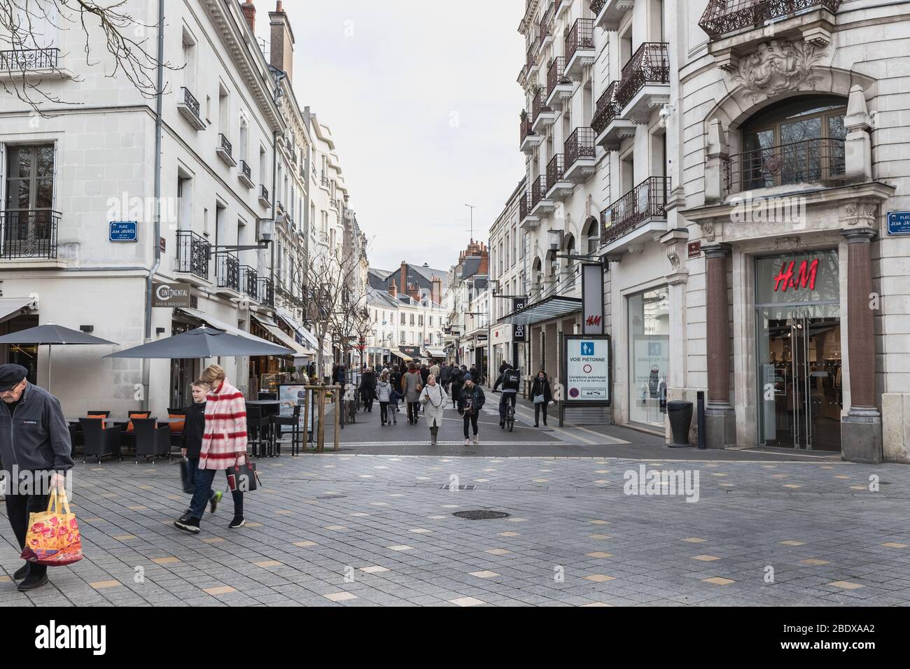Tours, France - February 8, 2020: Street ambiance and architecture in a ...