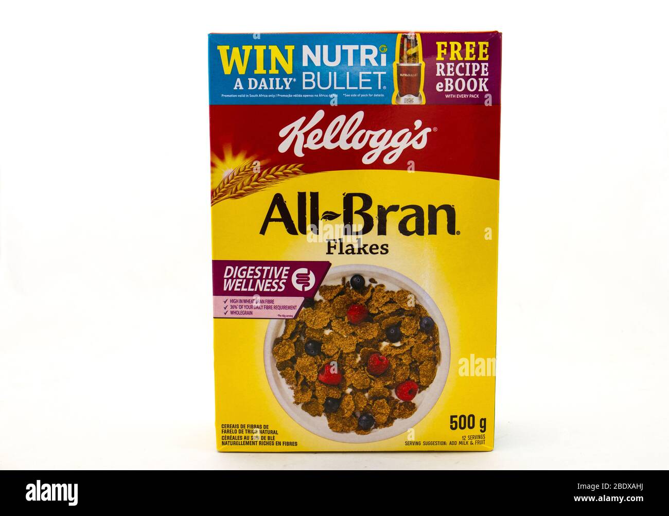 Alberton, South Africa - a box of Kellogg's all-bran flakes isolated on ...