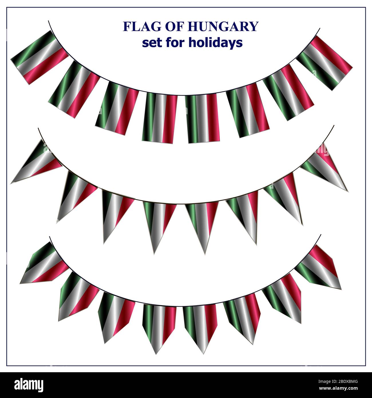Bright set with flags of Hungary. Happy Hungary day flags. illustration ...