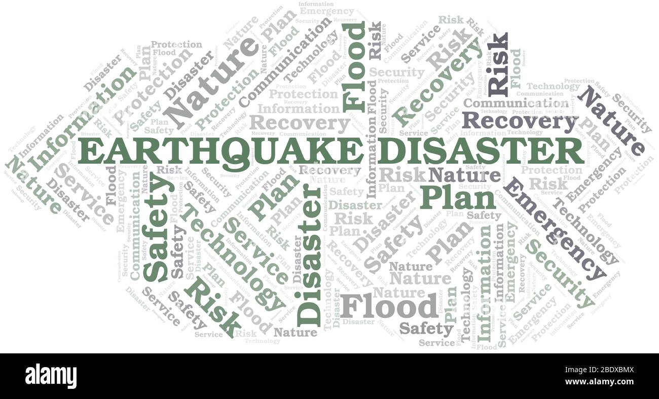 Earthquake Disaster typography vector word cloud. Wordcloud collage ...
