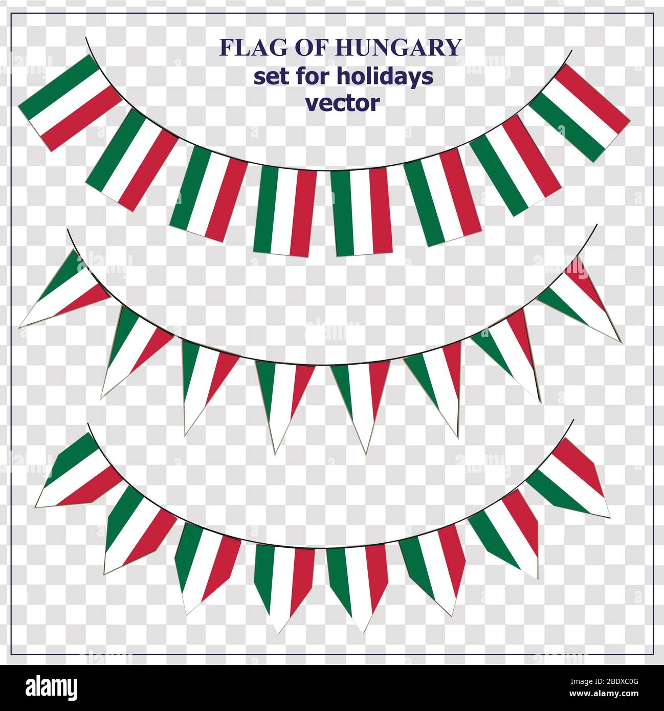 Bright set with flags of Hungary. Happy Hungary day flags. Vector ...