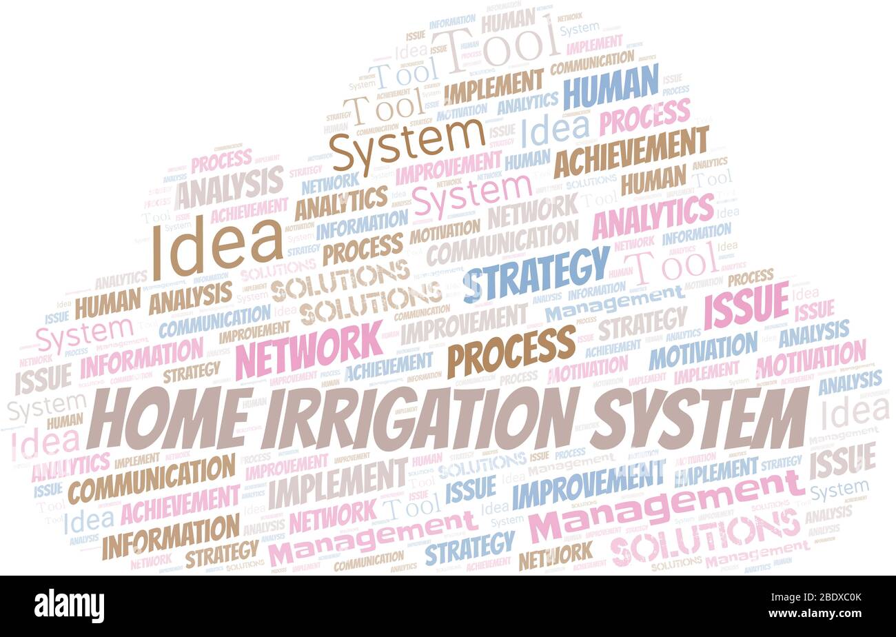 Home Irrigation System typography vector word cloud. Wordcloud collage ...