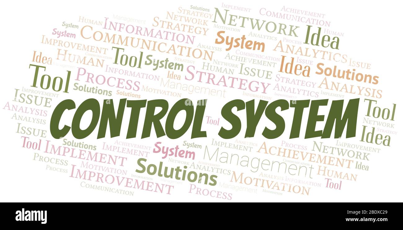Control System typography vector word cloud. Wordcloud collage made ...