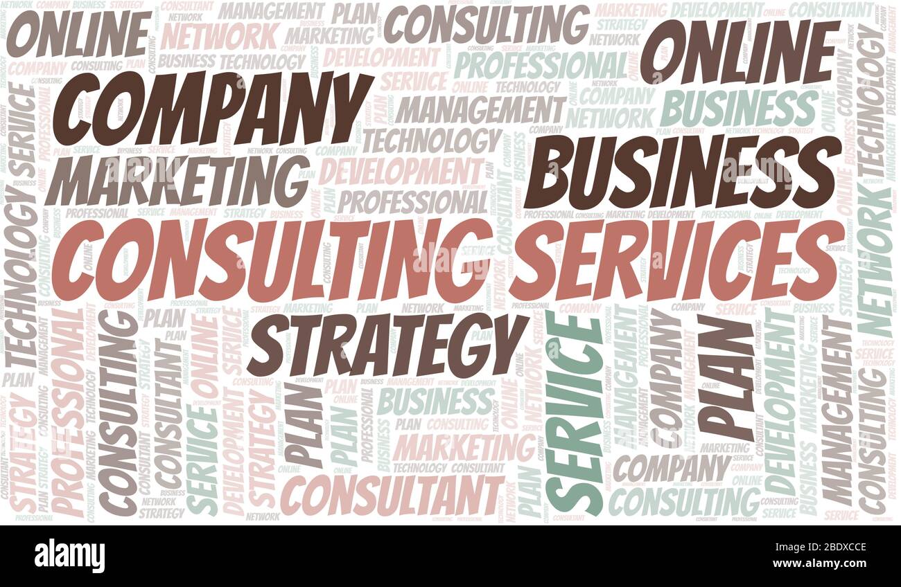 Consulting Services typography vector word cloud. Wordcloud collage made with the text only ...
