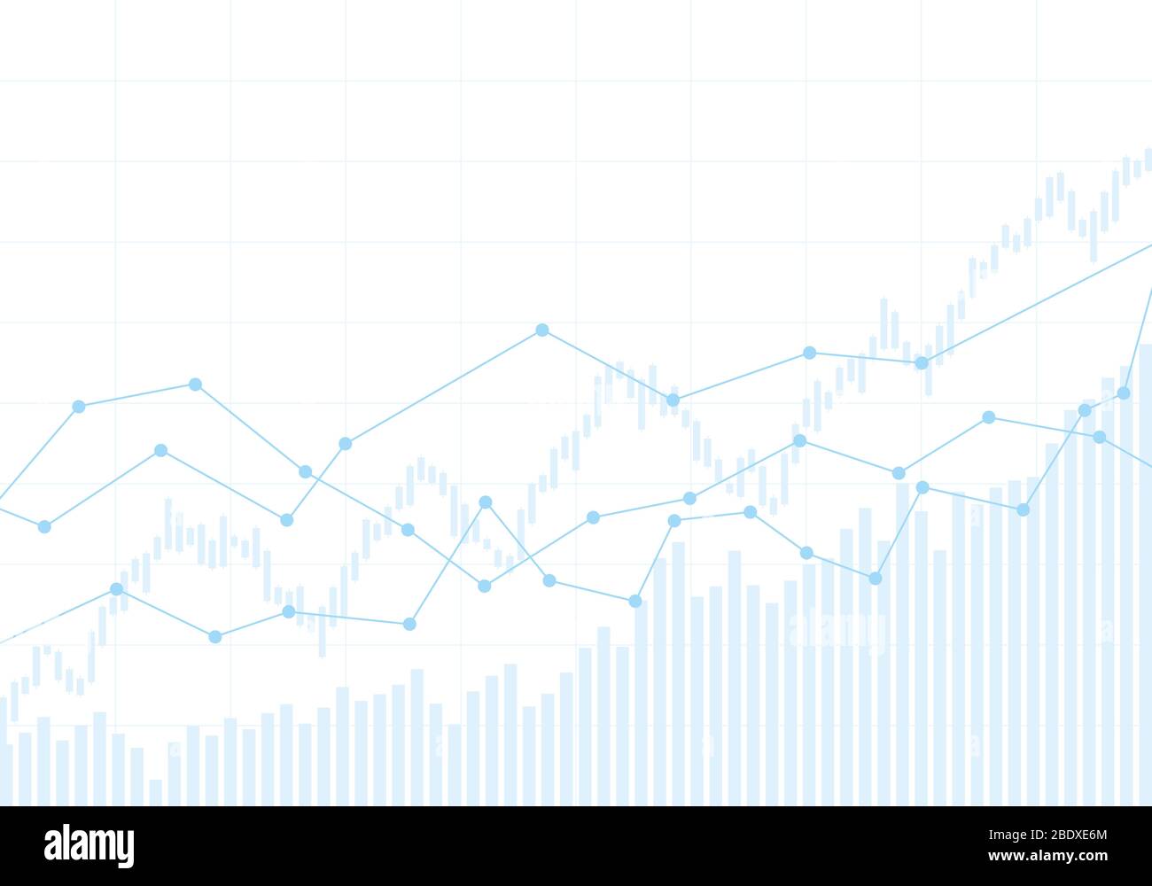 Illustration of financial chart of growing and falling market. Blue ...