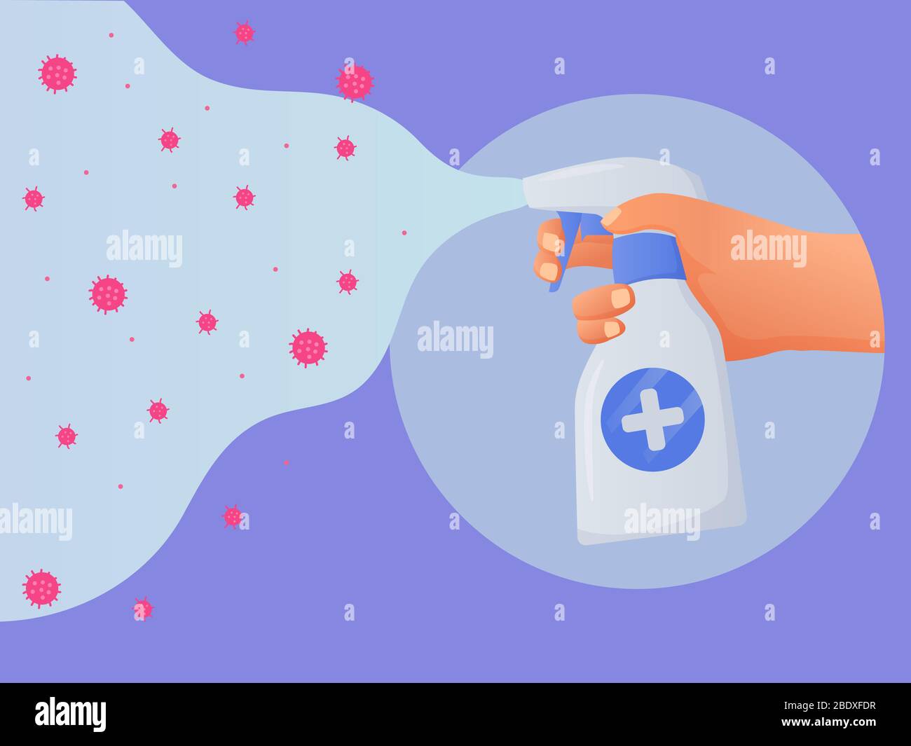 hand spray disinfect to kill virus and bacteria with modern flat style ...