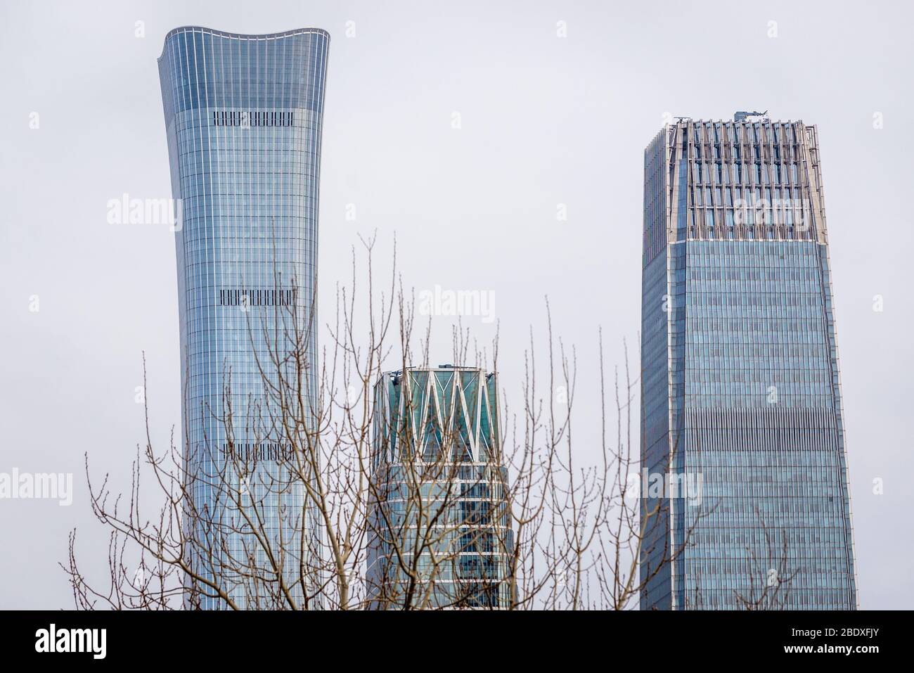 Modern buildings in Beijing central business district seen from Ritan ...
