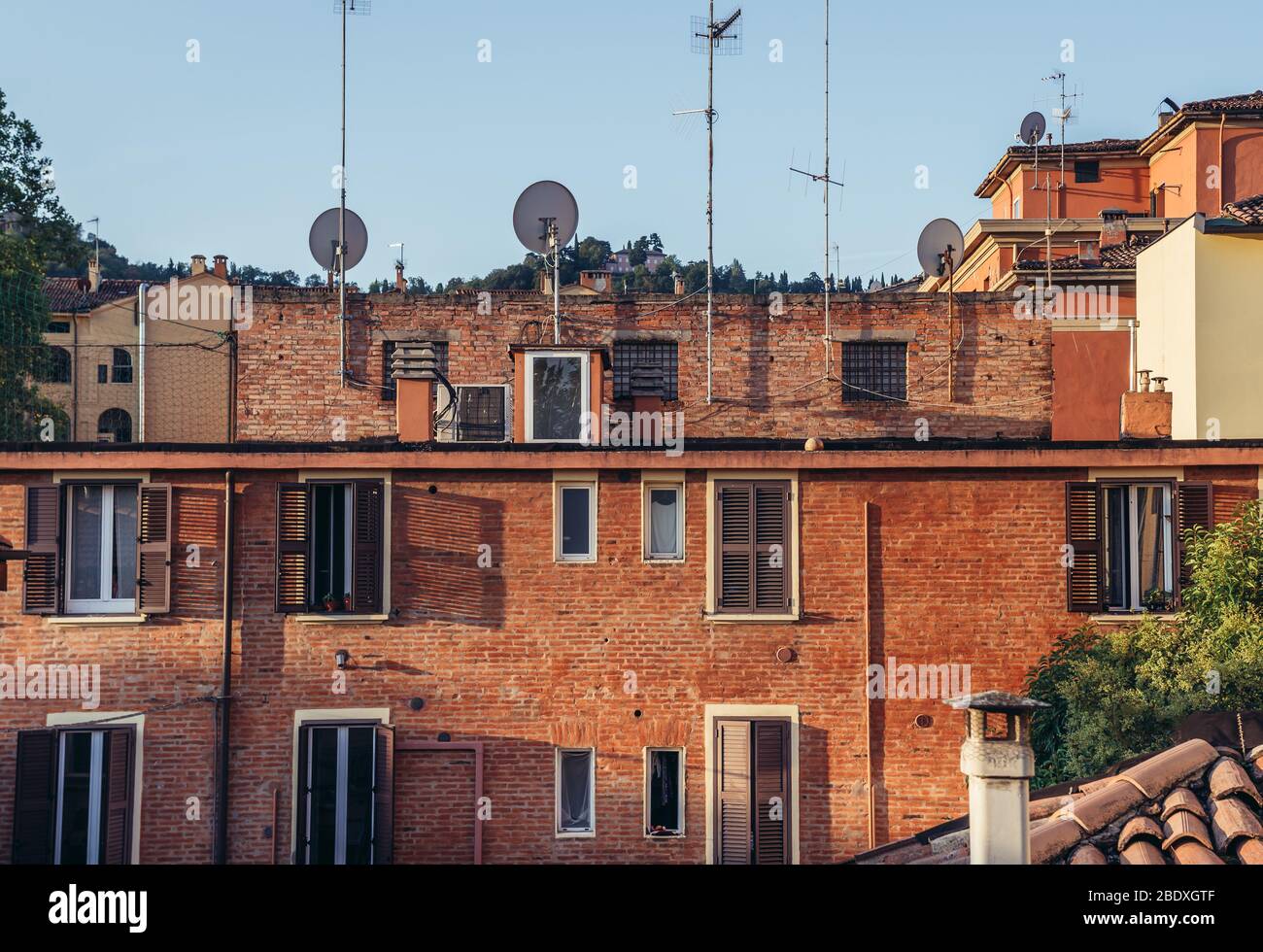 Houses in Bologna, capital and largest city of the Emilia Romagna ...
